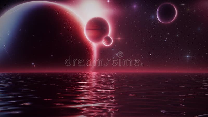 Abstract Sea Ocean Seascape in Outer Space - Loop Fantasy Background ...