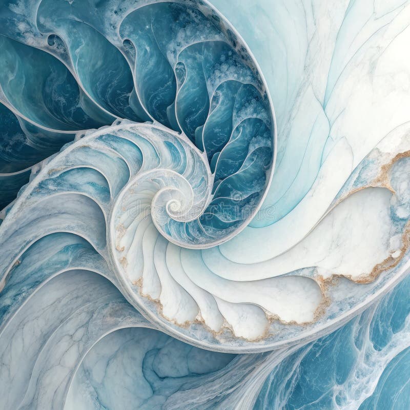 Abstract Sea Shell Spiral - Blue Marble Effect, Fractal , Art Stock ...