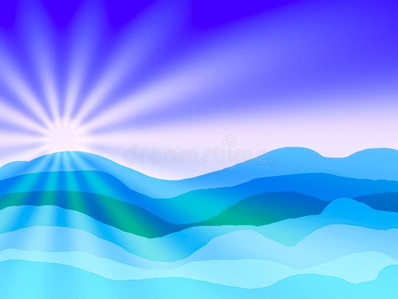Abstract Sea and Sun and Blue Sky with Drawing Stock Illustration ...