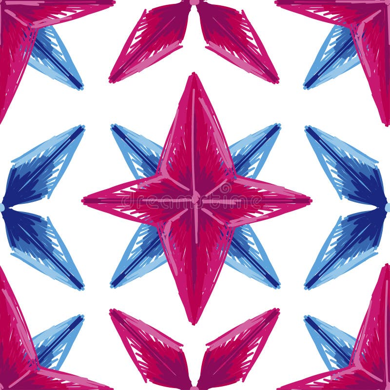 Abstract Seamless Background with Sketch Style Stars Stock Vector ...