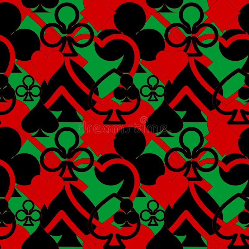 Abstract Seamless Black and Red Pattern of Different Card Suits ...