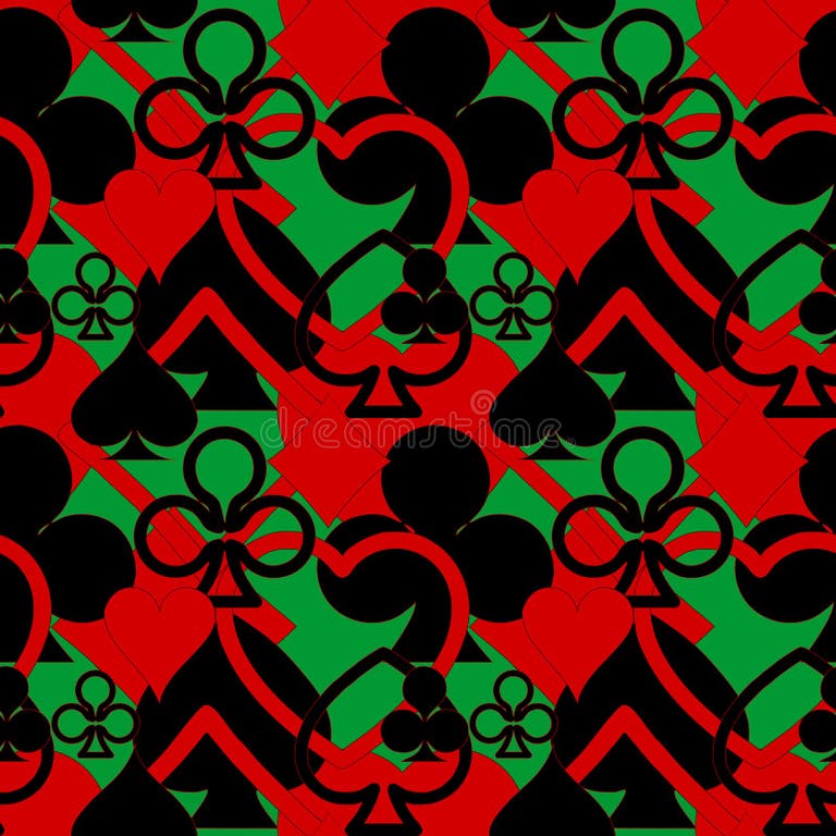 Abstract Seamless Black and Red Pattern of Different Card Suits ...
