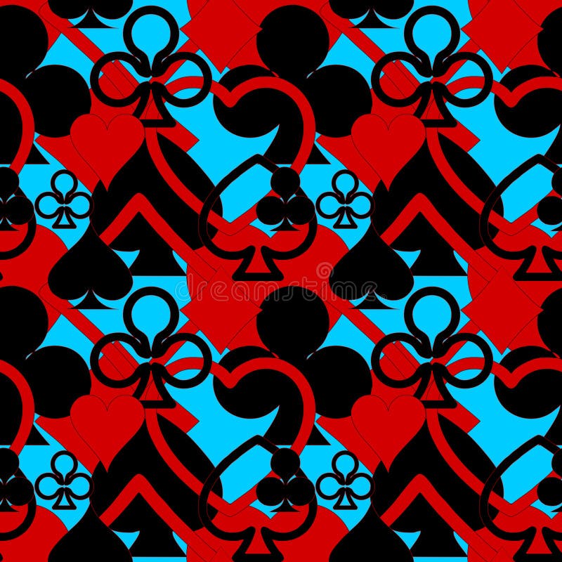 Abstract Seamless Black and Red Pattern of Different Card Suits ...