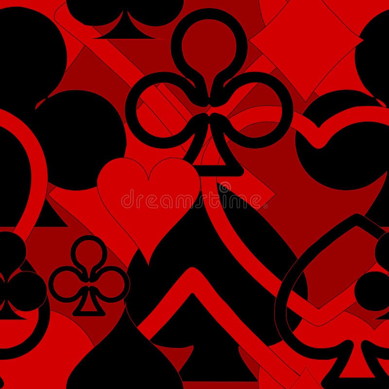 Abstract Seamless Black and Red Pattern of Different Card Suits Stock ...