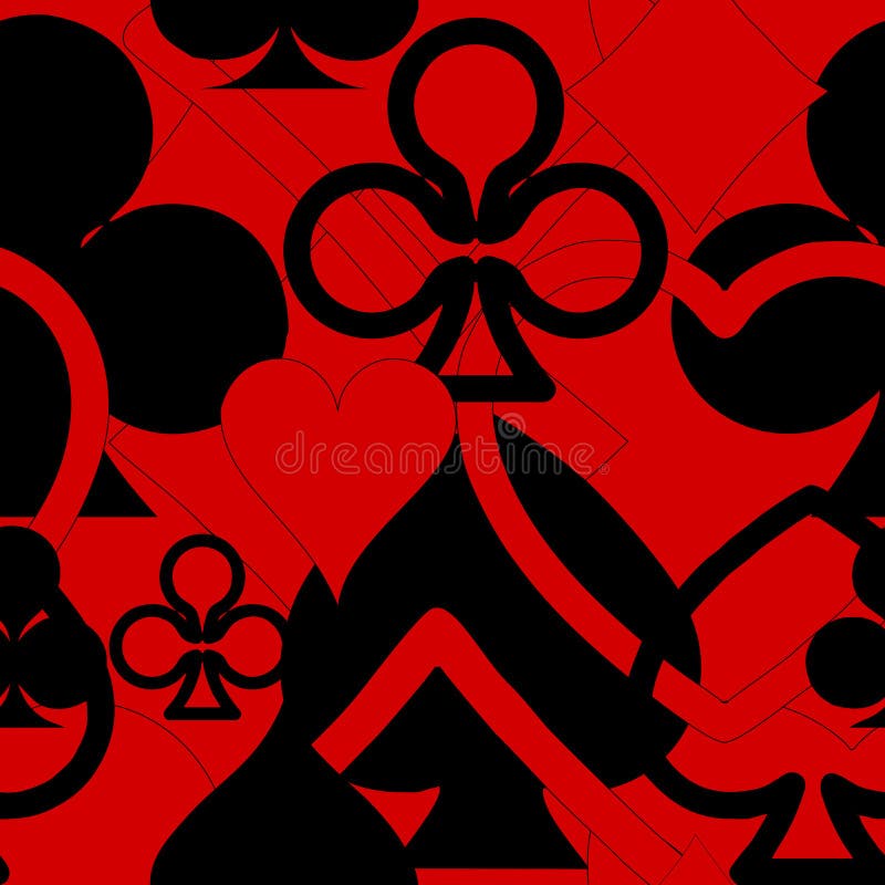 Abstract Seamless Black and Red Pattern of Different Card Suits ...
