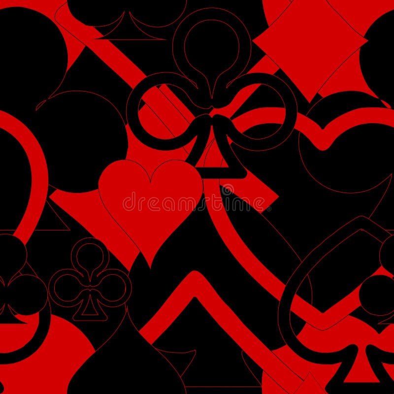Abstract Seamless Black and Red Pattern of Different Card Suits ...