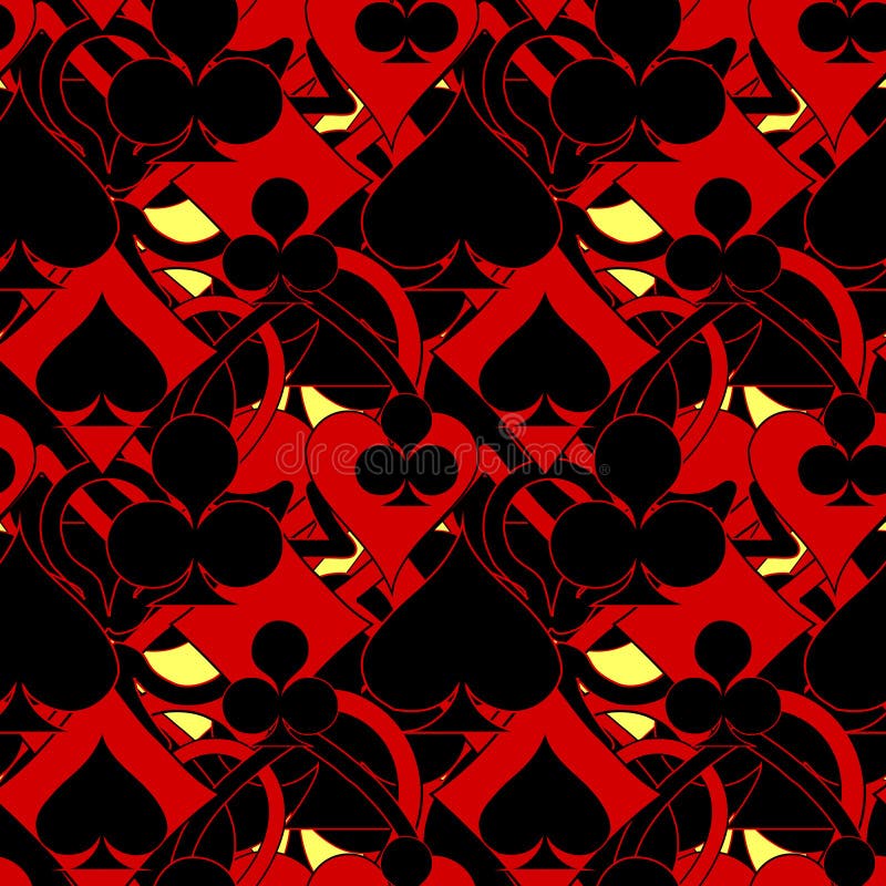 Abstract Seamless Black and Red Pattern of Different Card Suits ...