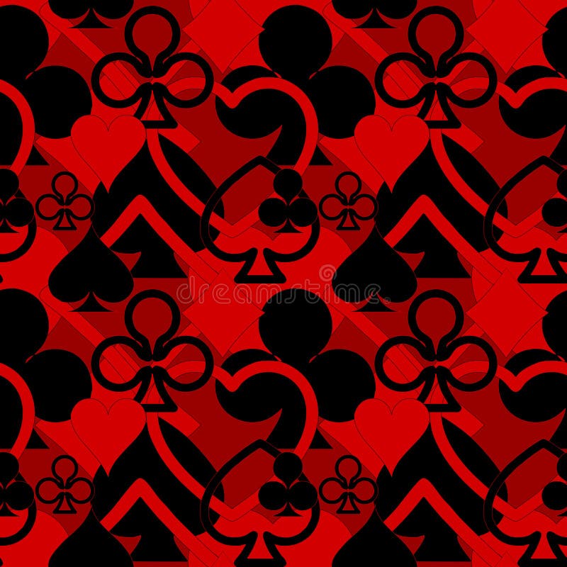 Abstract Seamless Black and Red Pattern of Different Card Suits ...