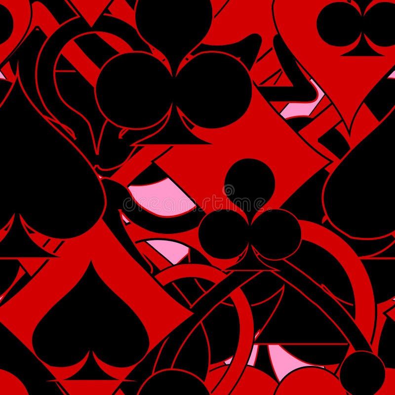 Abstract Seamless Black and Red Pattern of Different Card Suits ...