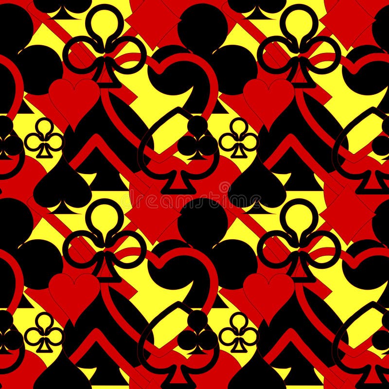 Abstract Seamless Black and Red Pattern of Different Card Suits ...