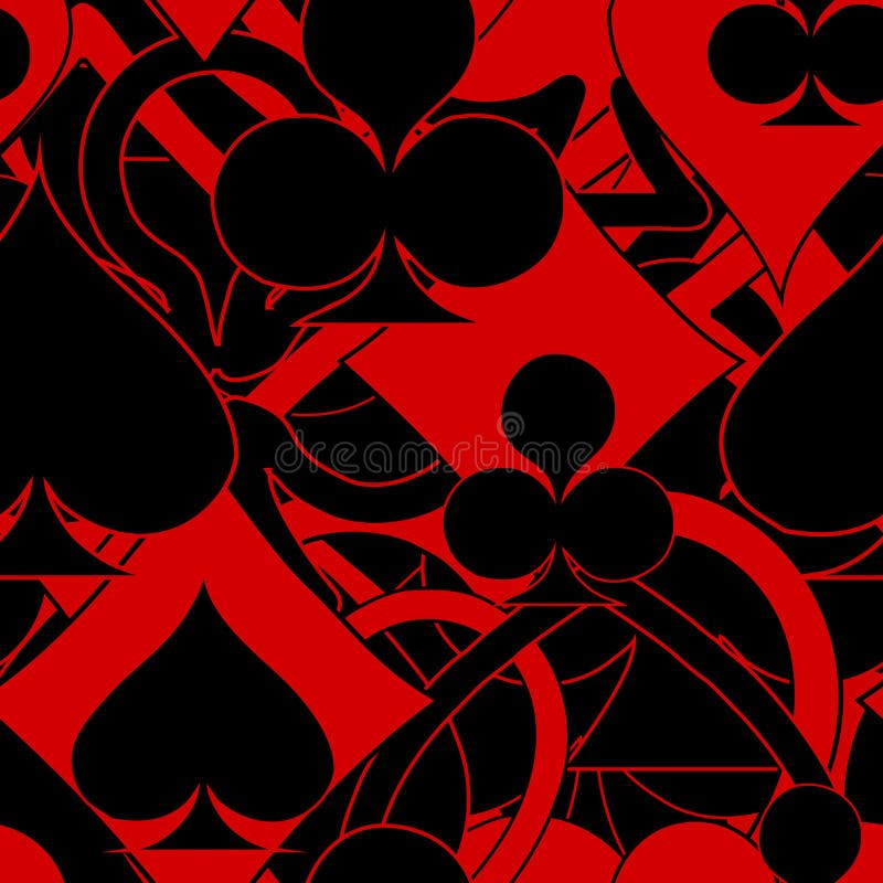 Abstract Seamless Black and Red Pattern of Different Card Suits ...