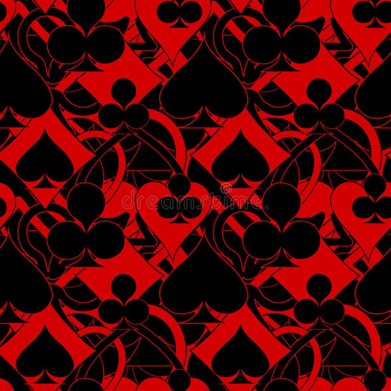 Abstract Seamless Black and Red Pattern of Different Card Suits, Texture Stock Illustration ...