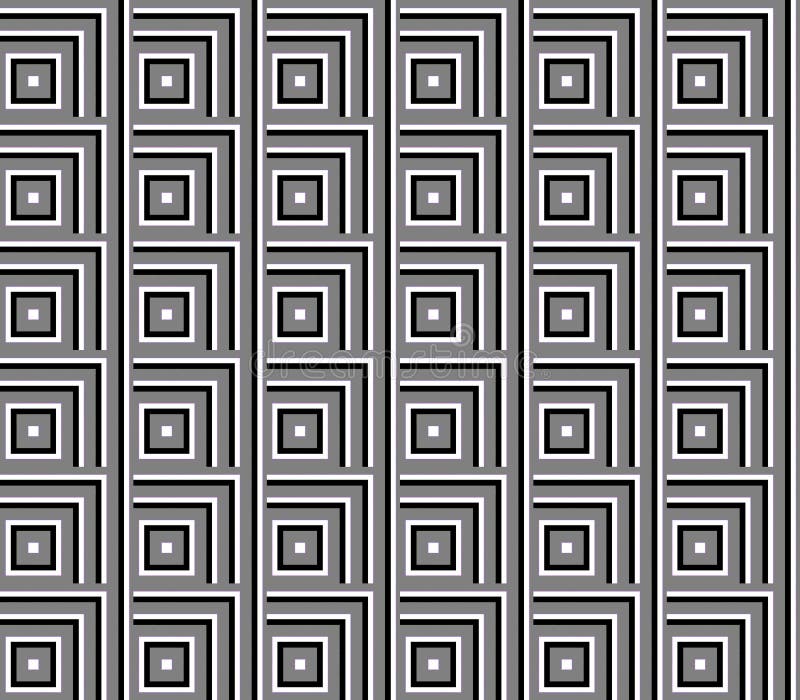 Abstract Seamless Black and White and Gray Lines and Squares and Cubes ...
