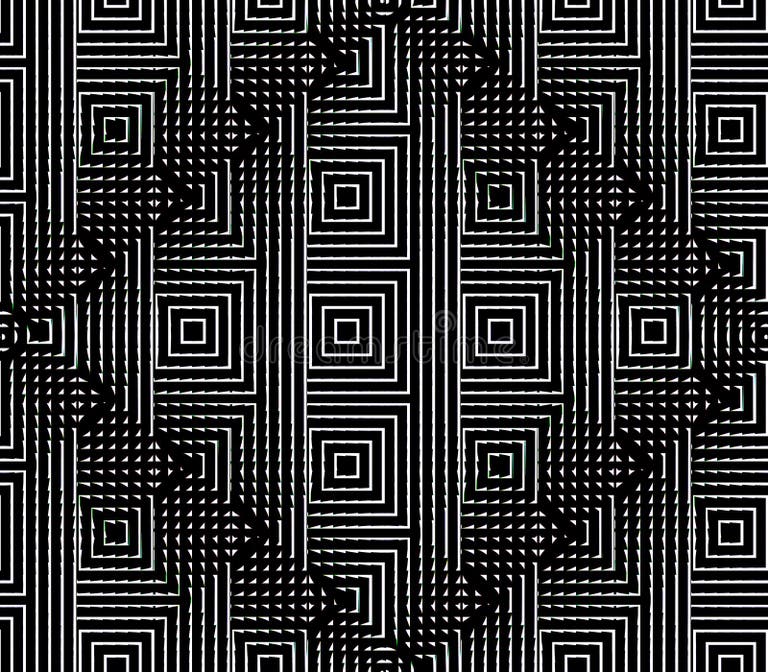 Abstract Seamless Black and White Lines and Squares and Cubes Stock ...