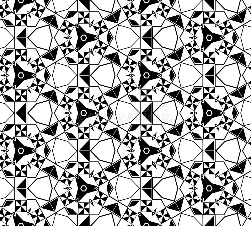 Abstract Seamless Black and White Pattern Stock Illustration ...