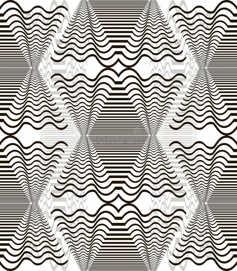 Abstract Seamless Black and White Pattern of Wavy Shapes Stock Vector ...