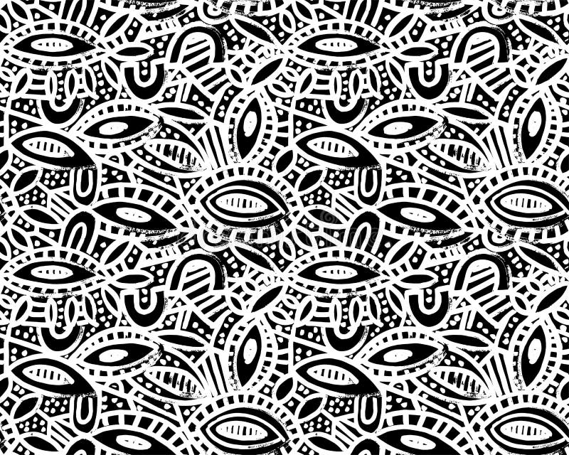 Abstract Seamless Black and White Textile Design Stock Illustration ...