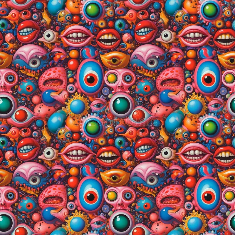 Abstract Seamless Bright Colorful Psychedelic Comic Pattern Stock ...