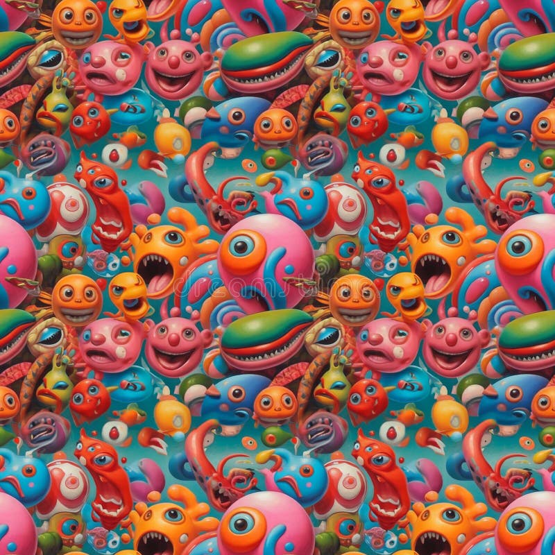 Abstract Seamless Bright Colorful Psychedelic Comic Pattern Stock ...