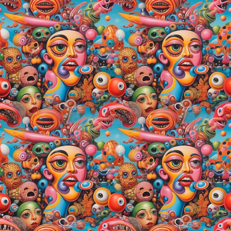 Abstract Seamless Bright Colorful Psychedelic Comic Pattern Stock ...