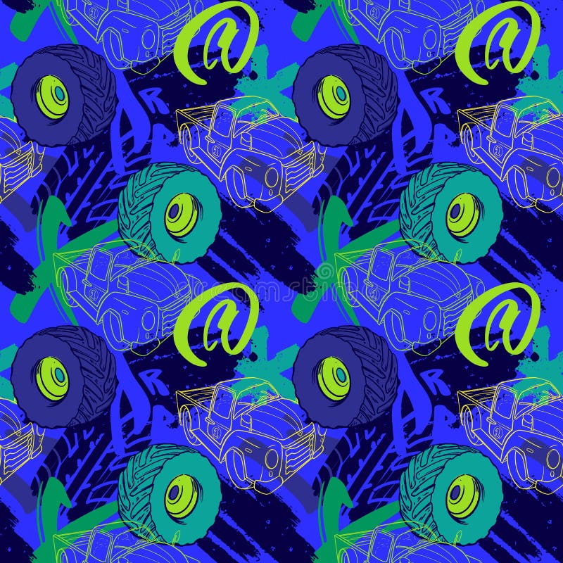 Abstract Seamless Cars Pattern for Boy on Background. Childish Style ...
