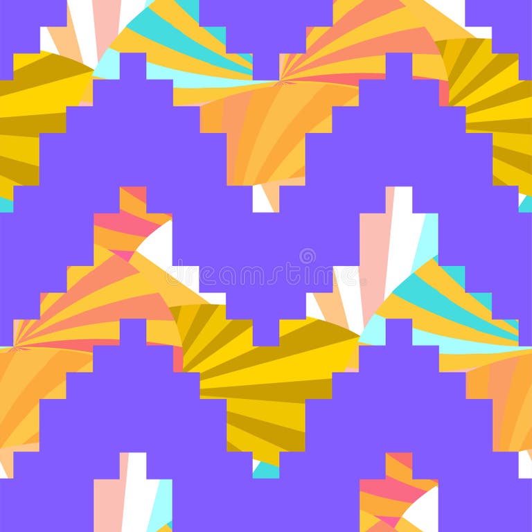 Abstract Seamless Chevron Pattern in Pixel Art Style with Inclusions of ...