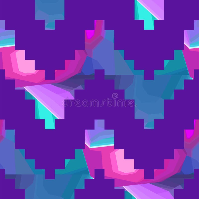 Abstract Seamless Chevron Pattern in Pixel Art Style with Inclusions of ...