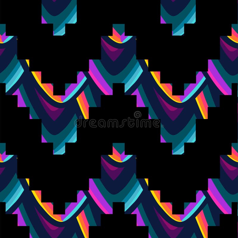 Abstract Seamless Chevron Pattern in Pixel Art Style with Inclusions of ...