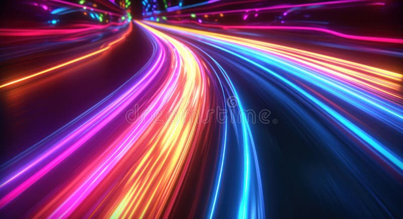 An Abstract Seamless Colored Light Trail with Black Lines Stock Image ...