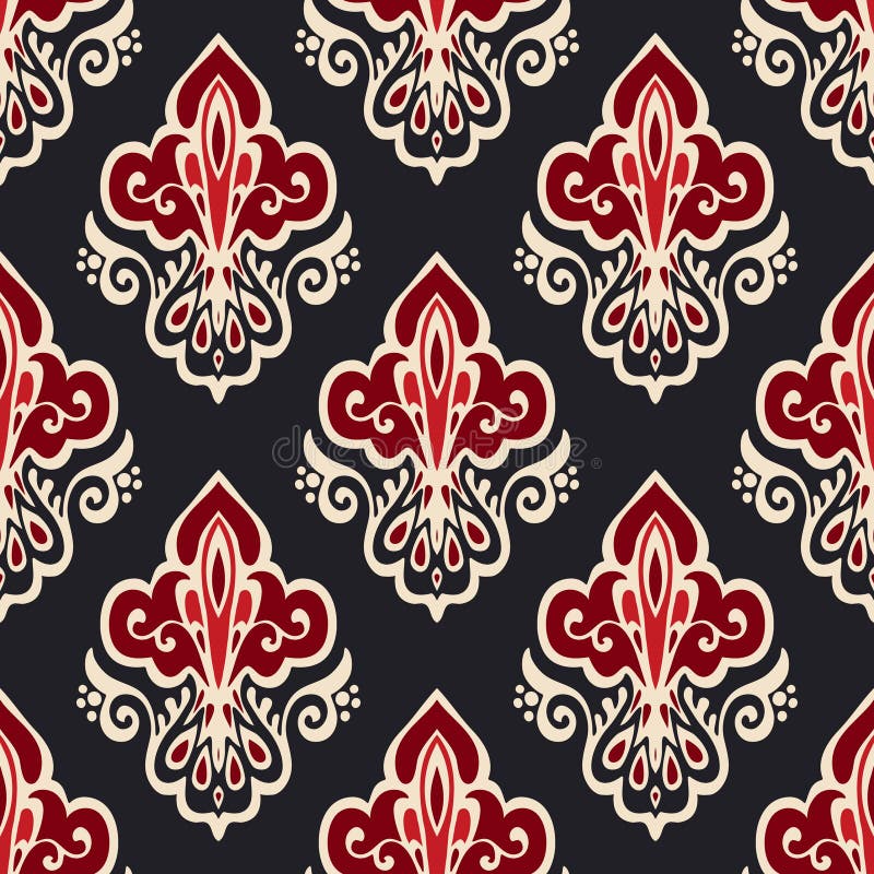 Seamless Damask Pattern Vector Tiles Stock Illustration - Illustration ...
