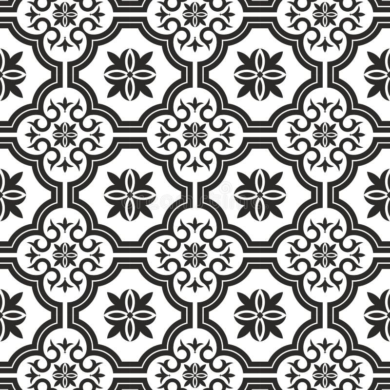 Abstract Seamless Dmask Pattern of Black and White Color Stock Vector ...