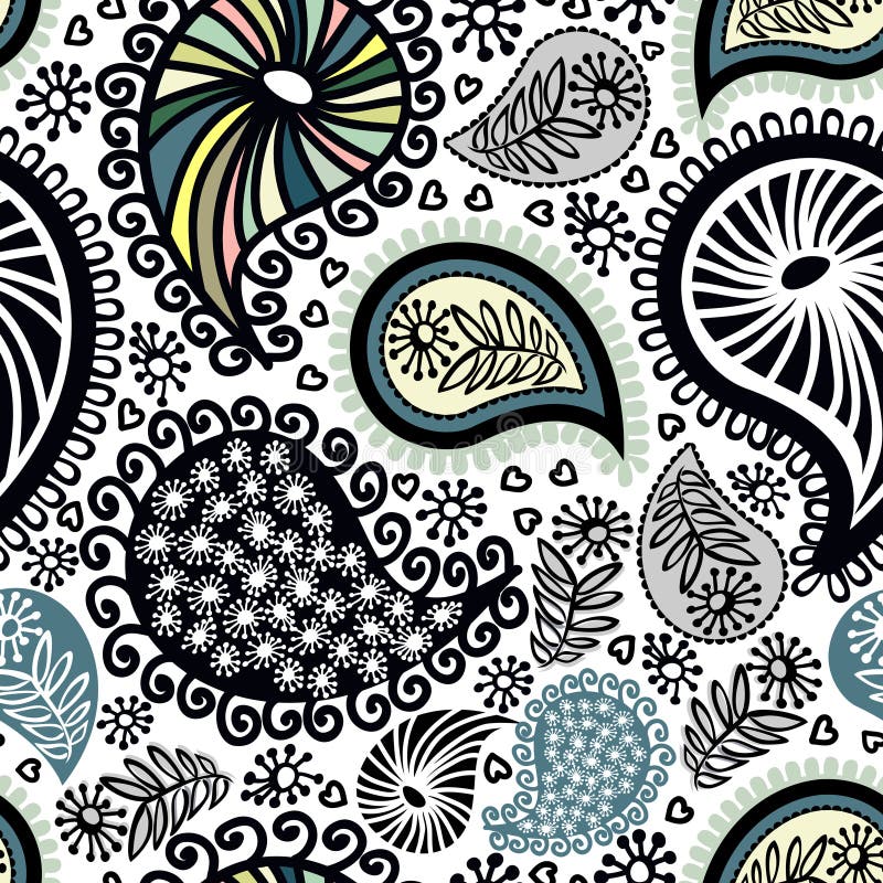 Abstract Seamless Doodle Pattern Stock Illustration - Illustration of ...