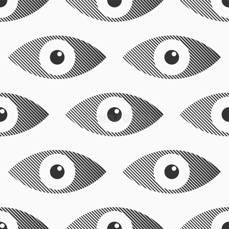 Abstract Seamless Eyes Pattern. Stylized Eye Shapes with Vertical ...