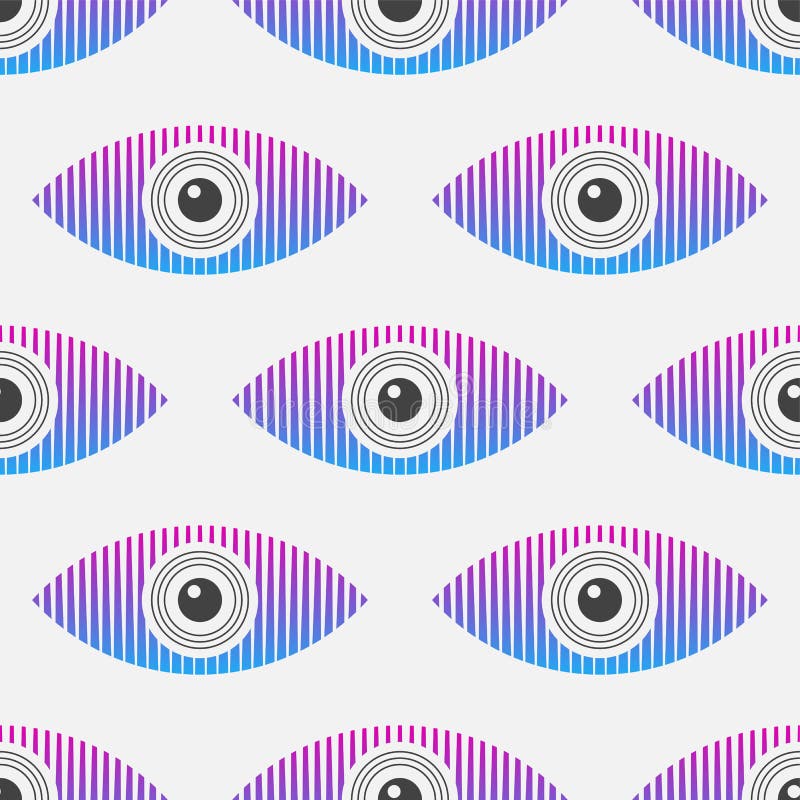 Abstract Seamless Eyes Pattern. Stylized Eye Shapes with Vertical ...