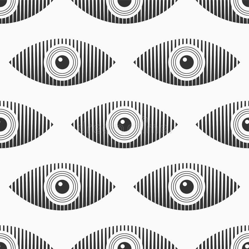 Abstract Seamless Eyes Pattern. Stylized Eye Shapes with Vertical ...