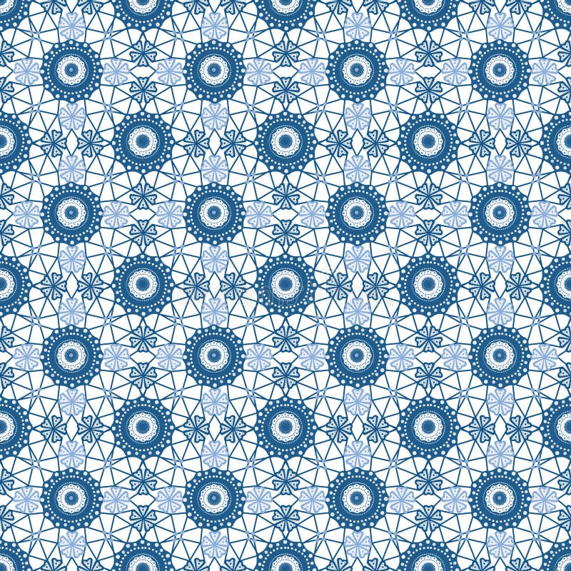 Abstract Seamless Fabric Blue Lace Pattern on White Stock Illustration ...