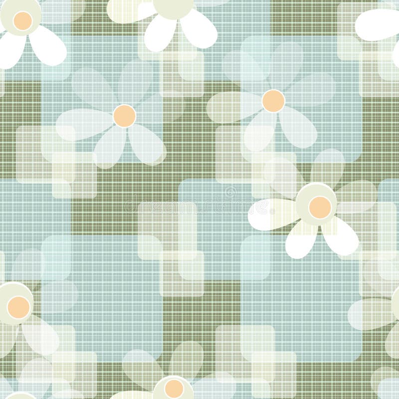 Abstract Seamless Floral Pattern on Checkered Background Stock ...