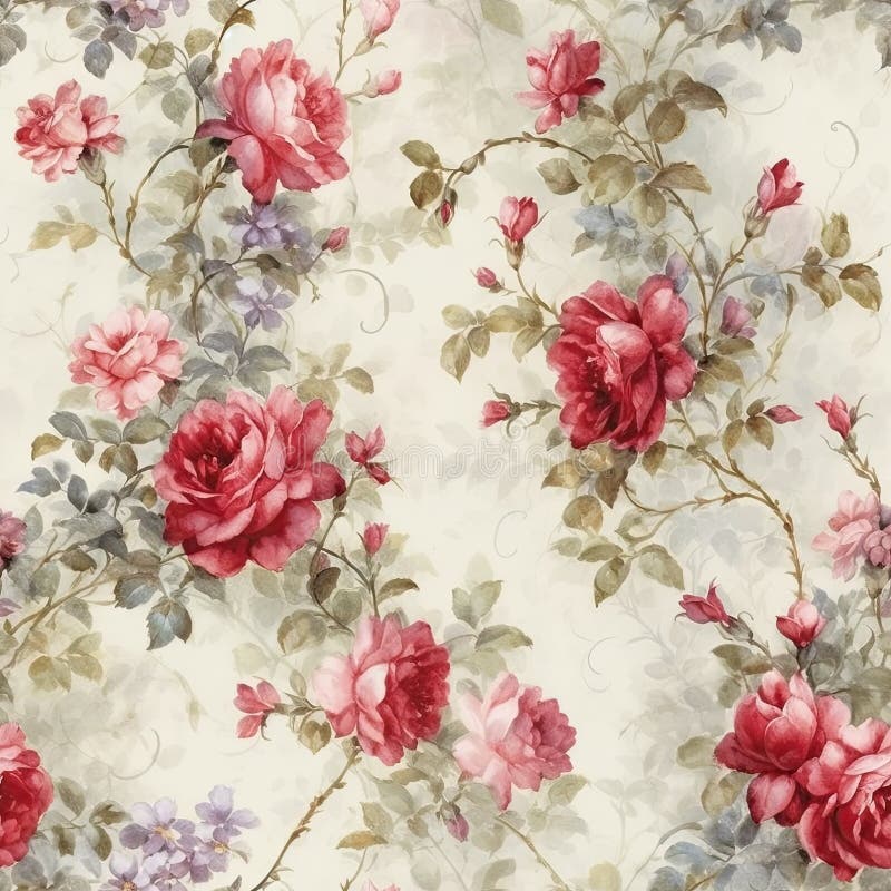 Abstract Seamless Floral Pattern with Red Roses Flowers. Floral Design ...