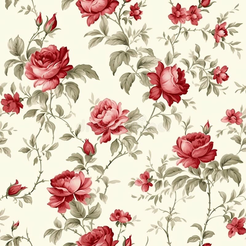 Abstract Seamless Floral Pattern with Red Roses Flowers. Floral Design ...