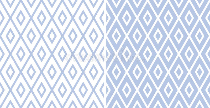 Abstract Seamless Geometric Diamonds Patterns. Blue and White Textures ...