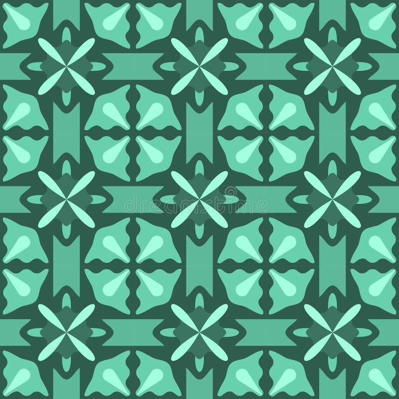 Abstract Seamless Geometric Pattern with Green Colors Stock Vector ...