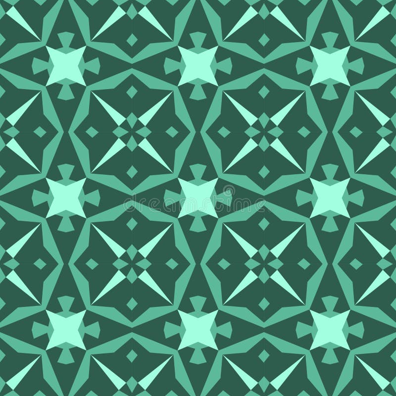 Abstract Seamless Geometric Pattern with Green Colors Stock Vector ...