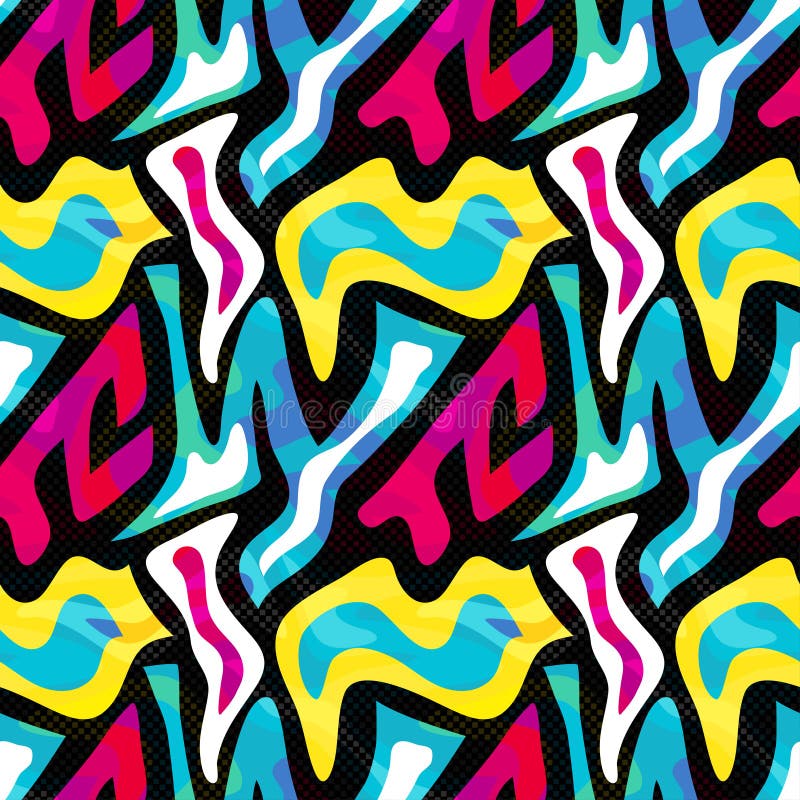 Abstract Seamless Geometric Pattern with Urban Elements, Scuffed, Drops ...