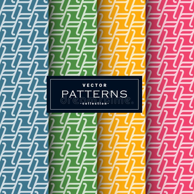Abstract Seamless Geometric Patterns Set in Four Colors Stock ...