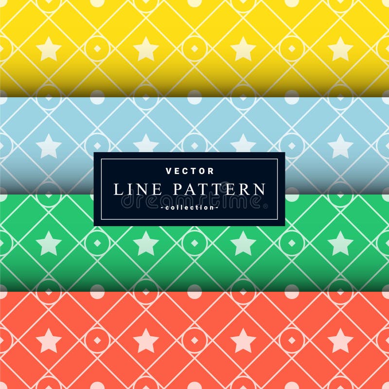 Abstract Seamless Geometric Patterns Set in Four Colors Stock ...