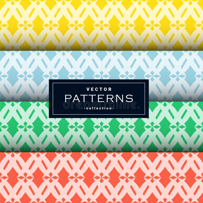 Abstract Seamless Geometric Patterns Set in Four Colors Stock ...