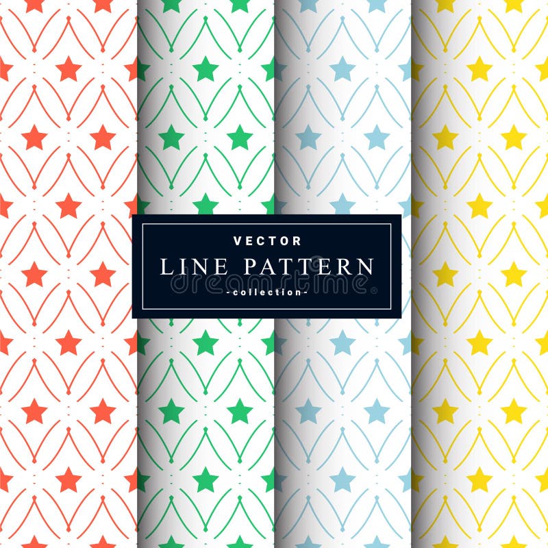 Abstract Seamless Geometric Patterns Set in Four Colors Stock ...