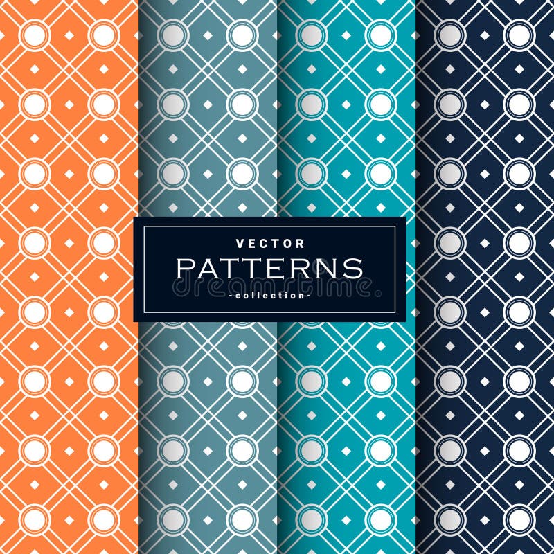 Abstract Seamless Geometric Patterns Set in Four Colors Stock ...