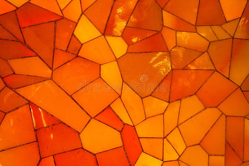 Abstract Seamless Glass Background. Orange Red Stained Glass Mosaic ...