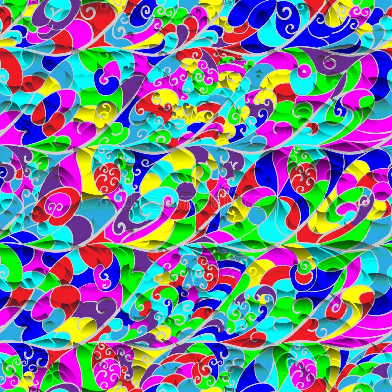 Abstract Seamless Hypnotic Pattern of Colored Waves Stock Vector ...